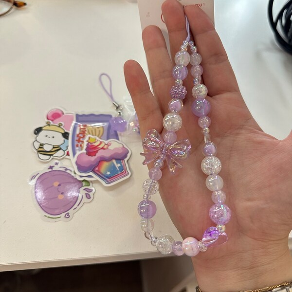 Pink Bow Tie Phone Charm Strap, Phone Lanyard, Phone Accessory, Gift ...