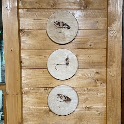 Fly Fishing Fly Wall Hanging Set, Fly Fishing, Fishing, Wall Art ...