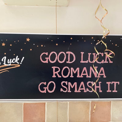 2 Personalised Good Luck Banners Available in 6 Colours Any MESSAGE ...