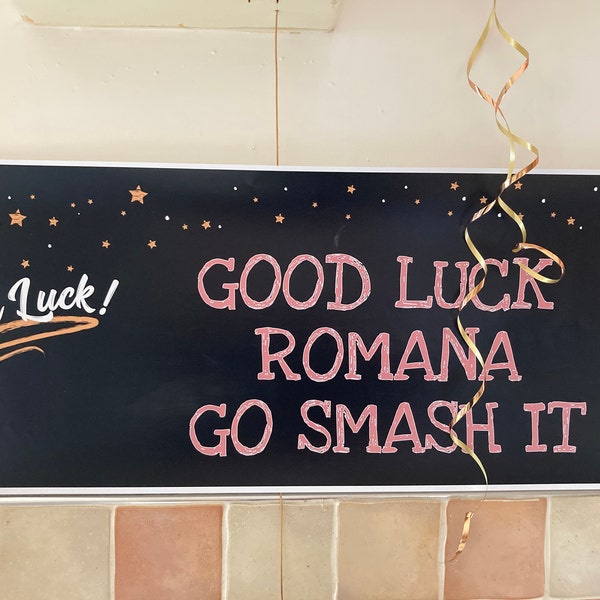 2 Personalised Good Luck! Banners - Available in 6 Colours - Any ...
