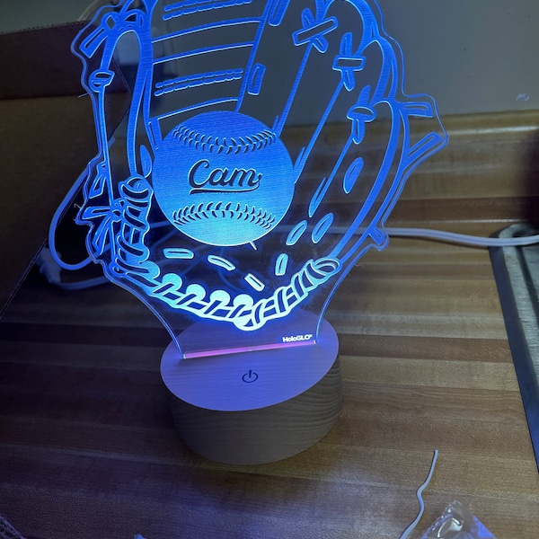 Baseball Glove LED Night Light, Kid's Glove & Ball Decor Lamp Birthday ...