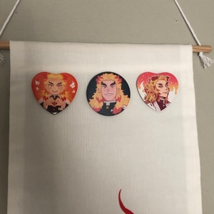 Demon Anime Heart Shaped Buttons - Etsy