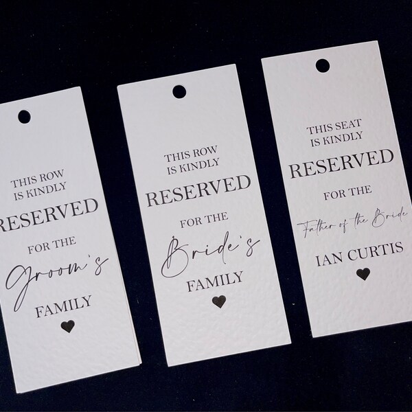 Reserved Row Tags, Hammered Card, Wedding Tags, Seating Plan (sienna ...