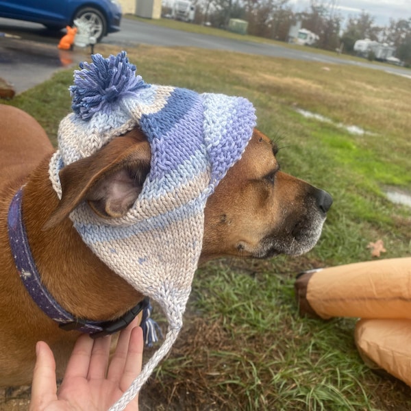 Pdf Pattern Dog Hats/striped Dog Hat With Tassel/knitting Dog Hat ...