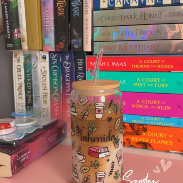 Book Coffee Glass Cup TBR Gift Idea Book Lover Cup Book Club Girly ...