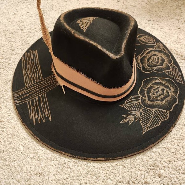 Rugged Cross custom Burned Hat - Etsy