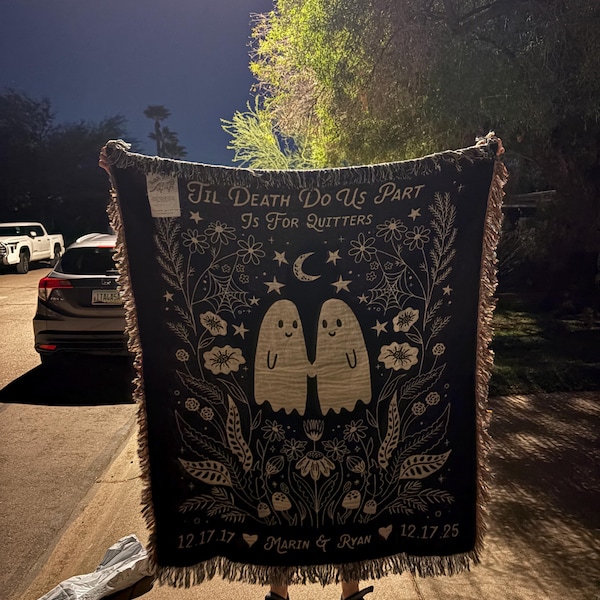 Til Death Blanket: Ghosts Woven Throw, Unique Spooky Couple Gift, Funny ...
