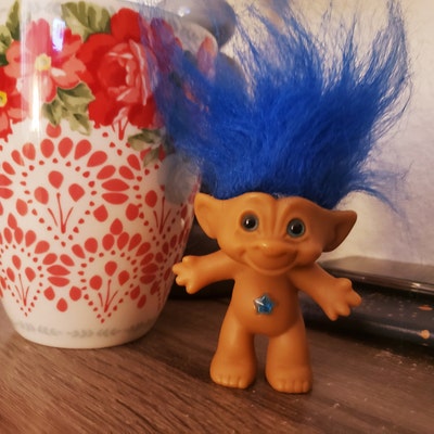 Vintage Ace Novelty Treasure Troll Doll, Red Hair, Red Star Jewel, Pink ...