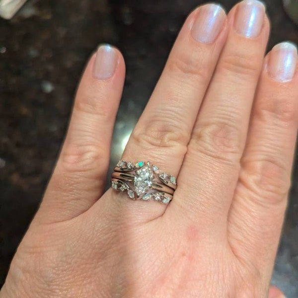 Hexagon Cut Blue Sapphire Ring Unique Rose Gold Engagement Ring ...