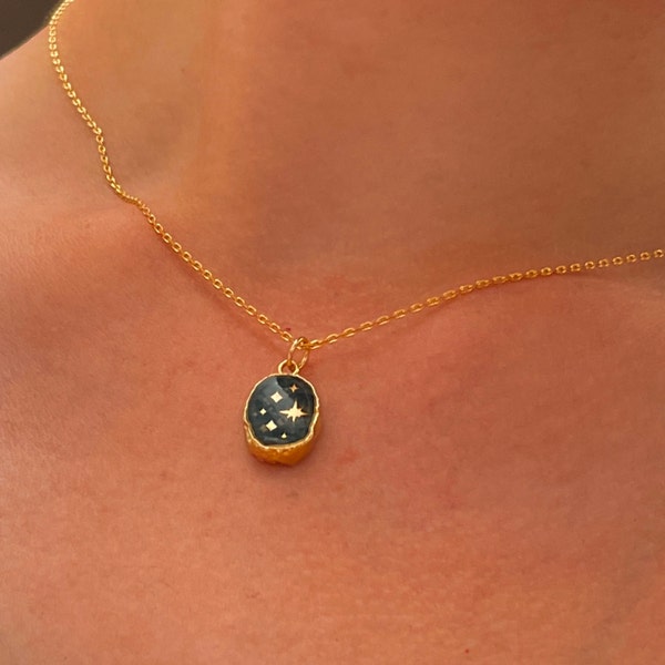 Celestial Necklace, Astrology Necklace, Dainty Gemstone, Gold Star ...
