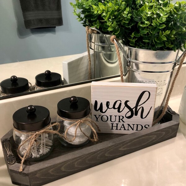 Wash Your Hands Bathroom Sign Mini Block - Funny Bathroom Decor ...