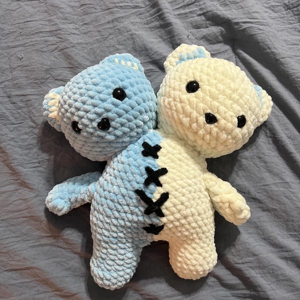 Crochet Pattern - Two Headed Plushie, Bunny, Bear, Halloween, Kawaii ...