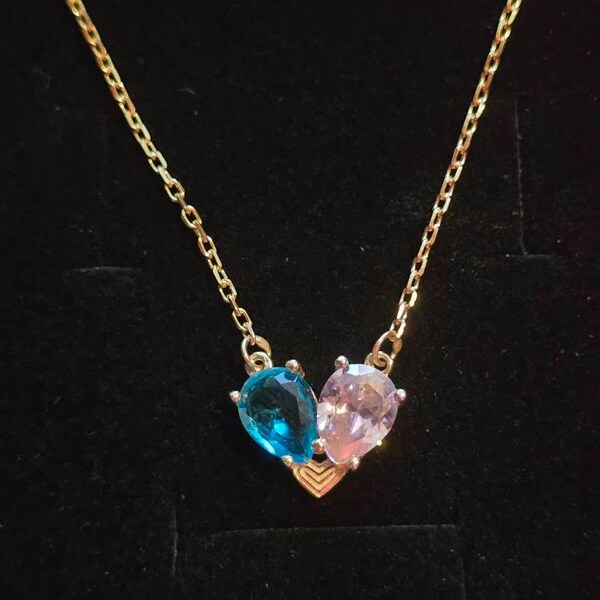 Her and His Birthstone Matching Heart Necklace, Bride and Groom Love ...