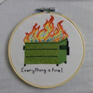 Dumpster Fire Cross Stitch Pattern, Subversive Embroidery, Funny ...