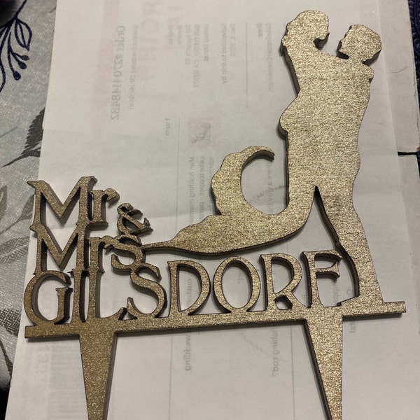 Man Holding Mermaid Mr. and Mrs. Custom Wood Wedding Cake Topper ...