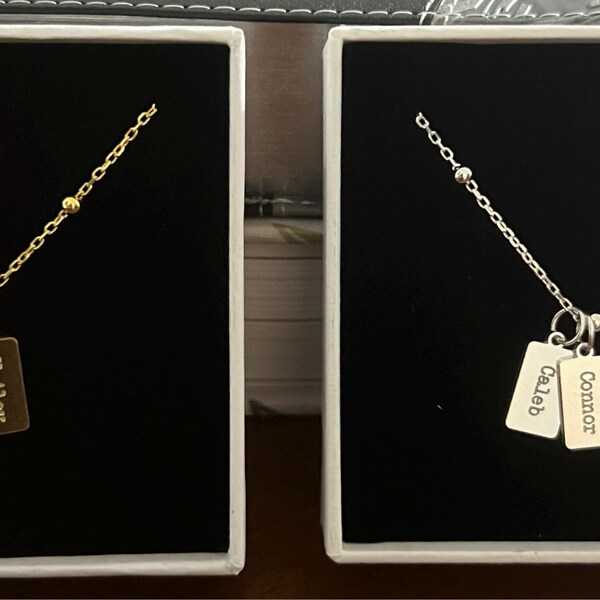 Personalized Multiple Bar Kids Name Necklace, Custom Name Tag Necklace ...