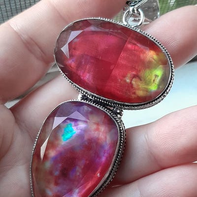Rare Tourmaline Pendant, Multi Color Gemstone Pendant, Pendant, 925 ...