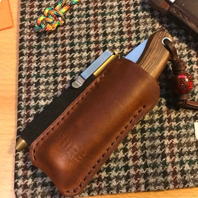 Leather EDC Single Knife Slip Plus Pen Holder, EDC Pouch, Pocket ...