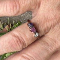 Lucky Stone Ring - Raw Stone Silver Ring - Multi Stone Crystal and ...