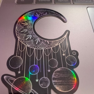 Galactic Moon Holographic Sticker - Etsy