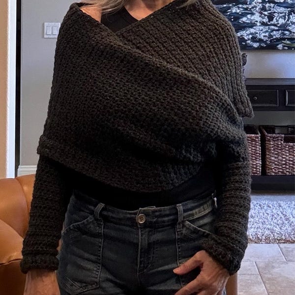 Crochet Sweater Scarf Pattern: the Sophia Crossover Wrap (PDF Download ...