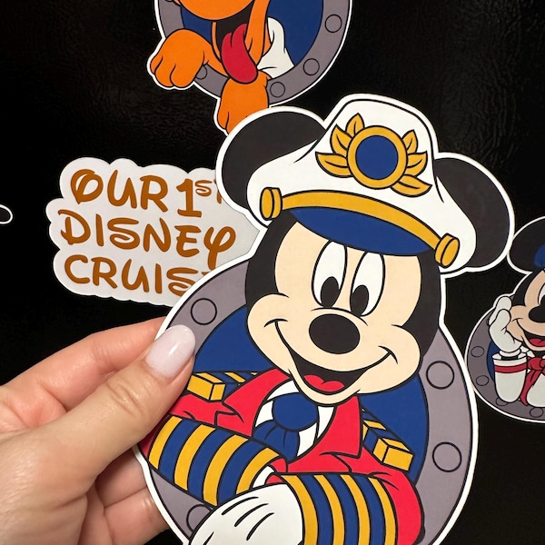 Captain Mickey Holding Family Name Banner Cruise Door Magnets - Etsy