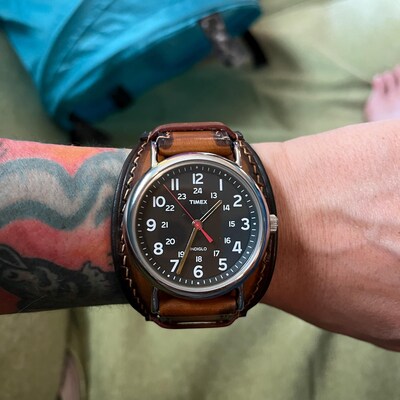 Bund Strap Leather Wide Cuff Watch Band, Bund Bracelet, Watch Cuff ...