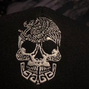 Aztec Skull Embroidered Snapback Baseball Cap Calaca Mexicana Mexico ...