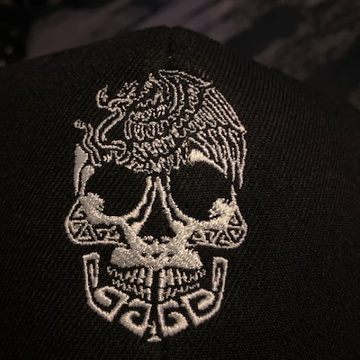 Aztec Skull Embroidered Snapback Baseball Cap Calaca Mexicana Mexico ...