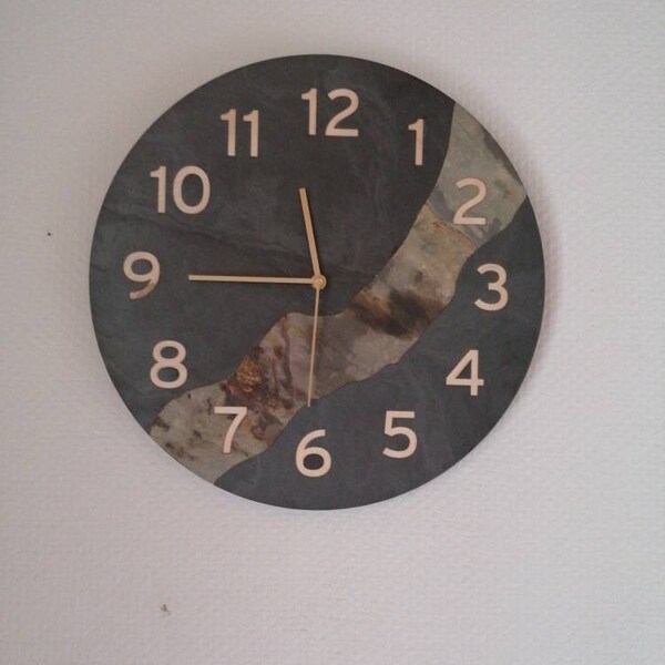 Greyish Slate Type Stone Wall Clock, Beautiful Decoration, Big Size on ...