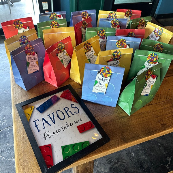 Blocks Favor Tags, Gift Tag, Favors Building Bricks, Blocks Birthday ...