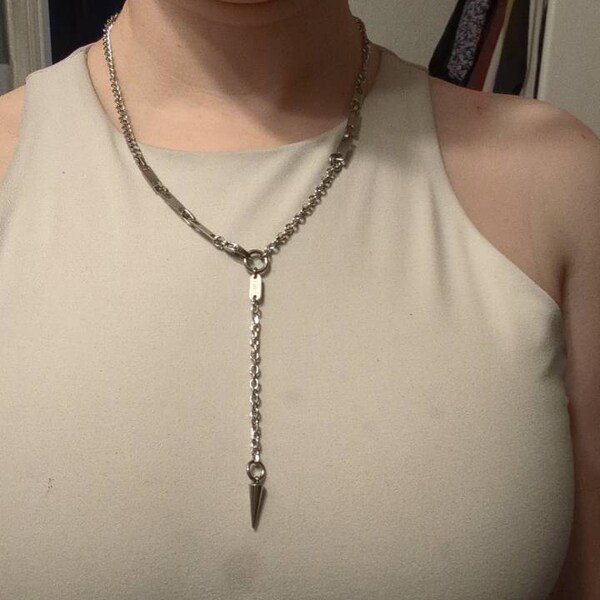 Industrial Grunge Adjustable Chain Necklace W Green Clasp Statement ...