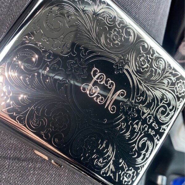 Cigarette Case Personalized Custom Engraved Double Sided Scroll Design ...