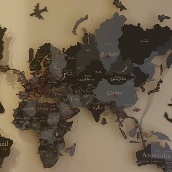 Led 3D Wall Map Art, Led Wall Art, Apartment Decor, World Map With LED ...