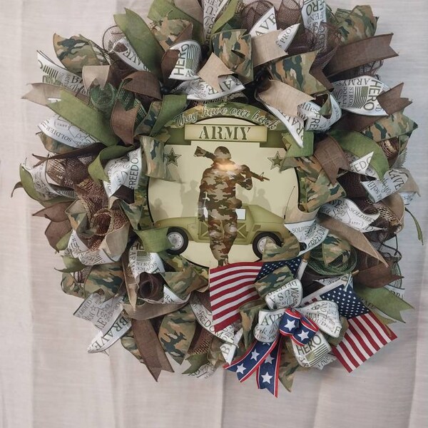 Camo Ribbon, Camo Wired Ribbons, Camouflage Hunter Army Wired Ribbon, 2 ...