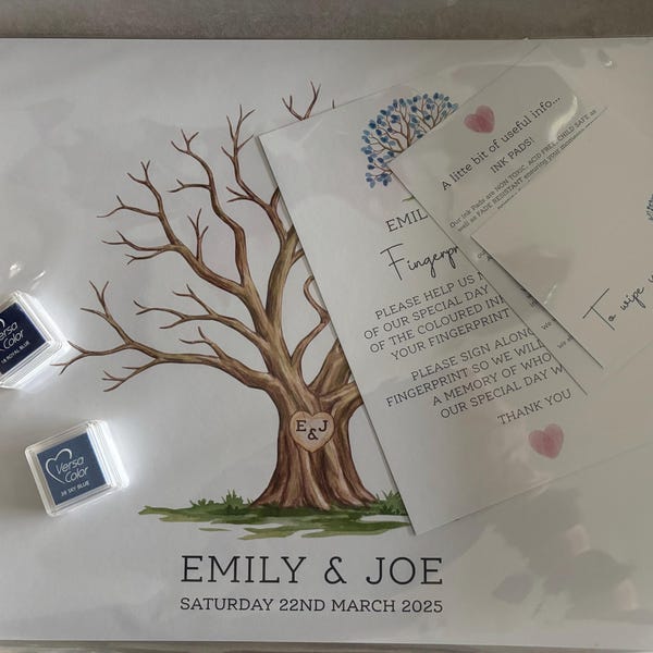 Wedding Fingerprint Tree | Guest Book Poster | INKS INCLUDED | Custom ...