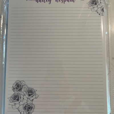 Personalized Notepad Purple Floral Memo Pad Customize Beautiful Writing ...