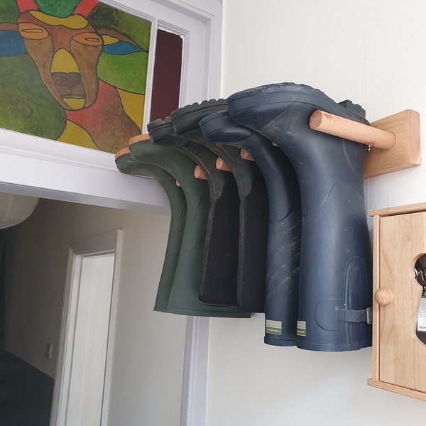 Wooden Wellington, Welly Boot Rack, Traditional Boot Storage Holds Upto ...