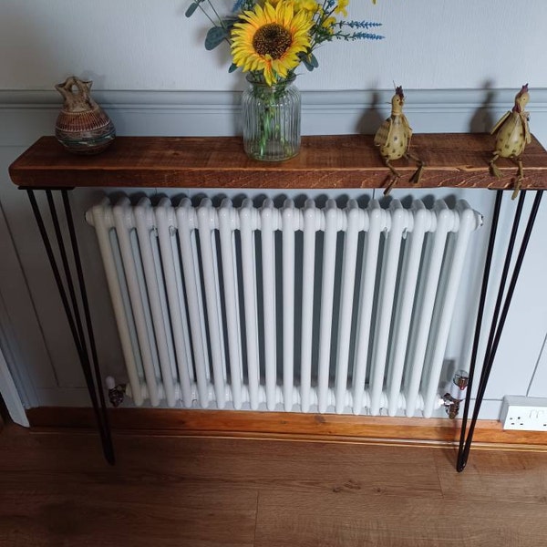 Hand-made Rustic Console Table With Black Three Pin Hairpin Legs ...