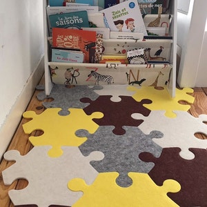 Puzzle Rug Multicolor Round Shape Puzzle Carpet for Children Interior ...