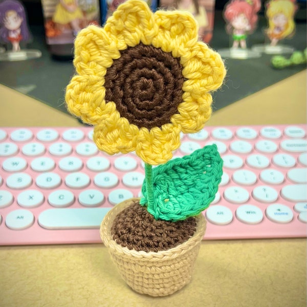 Sunflower in a Pot Crochet PATTERN, Crochet Sunflower Pattern PDF, Mini ...