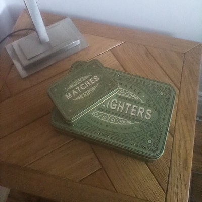 Firelighter Box Metal Tin Storage Holder Fire Lighters Matches Camp ...