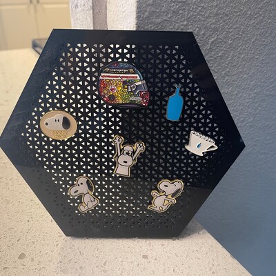 Enamel Pin Board Display for Pin Collectors hexagon Wall Mount Enamel ...