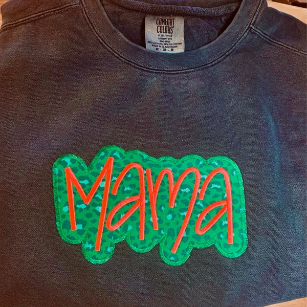 Mama Hand Lettered Zig Zag Stitch Double Applique Design for Machine Embroidery Grandmother Gift ...