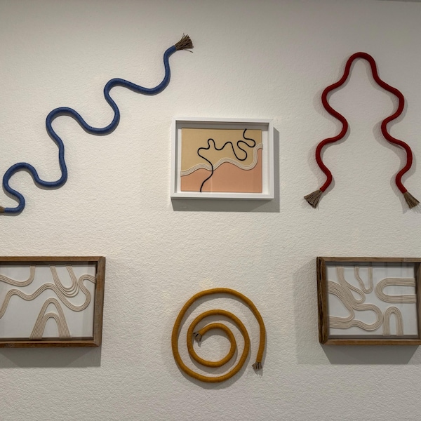 Colorful Squiggle Wall Art, Curvy Wall Hanging, Modern Decorative Curve ...