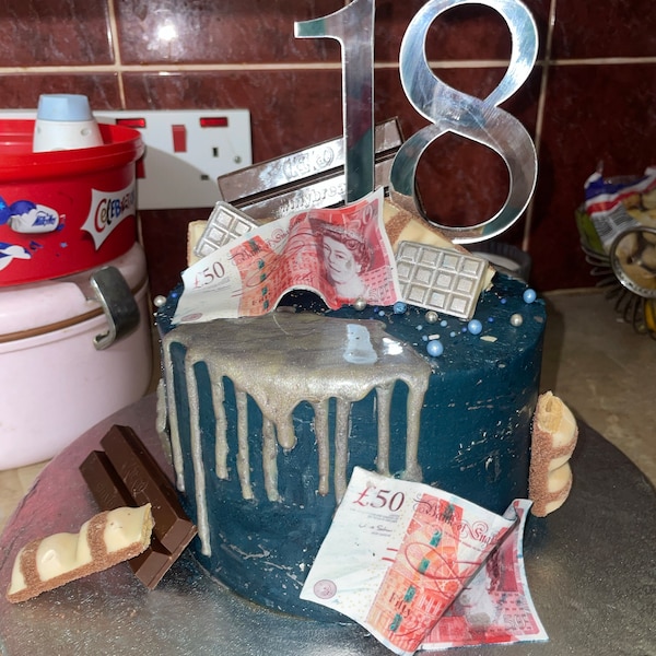 Acrylic 18th Birthday Cake Topper and Name Cake Charm, Gold Mirror Cake ...