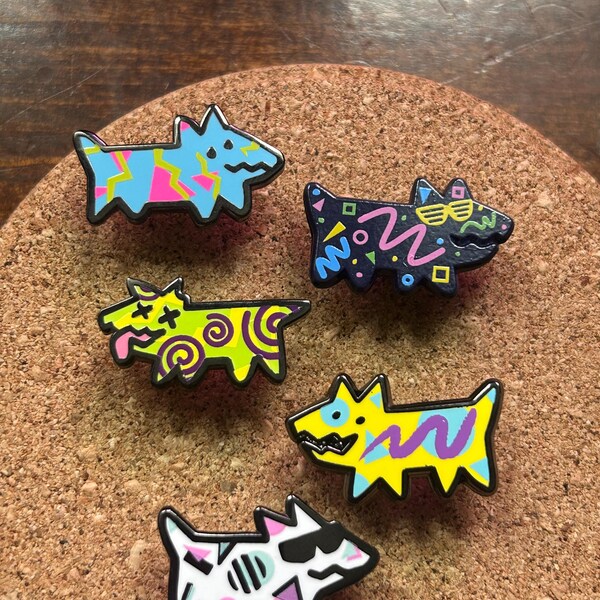 Tiny Radical Dog Pins - Etsy