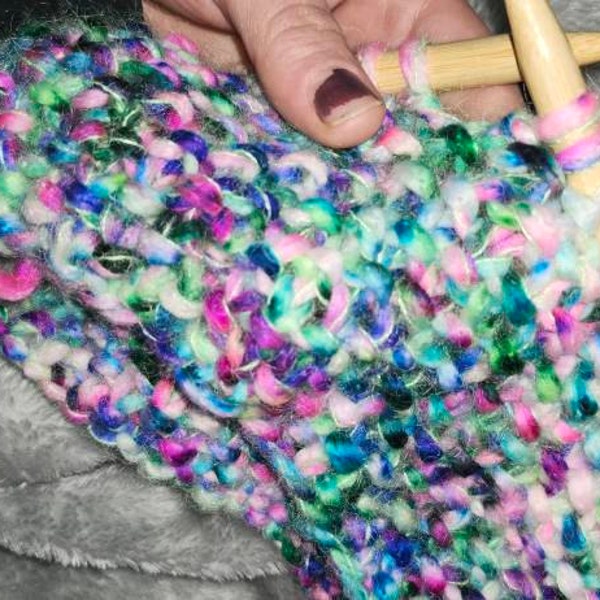 Hand Dyed Worsted Aran Yarn, Blue Turquoise Neon Purple Orange Speckles ...