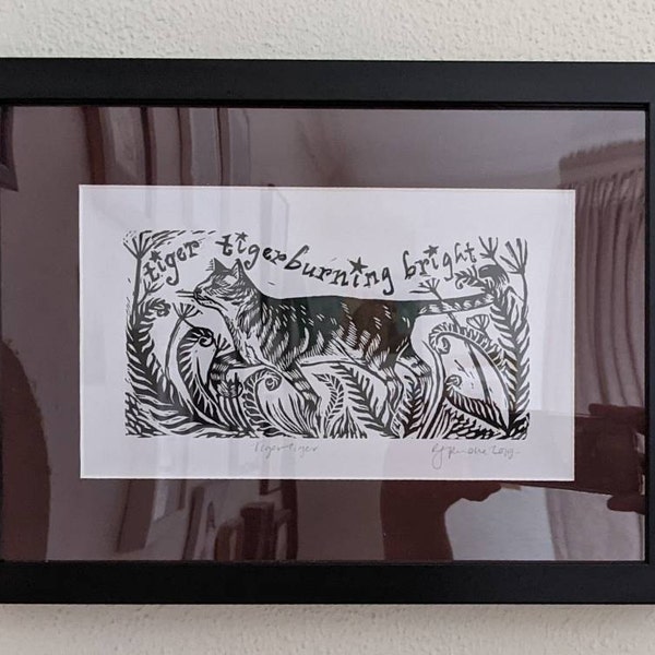 Tiger Tiger Lino Cut Print - Etsy UK