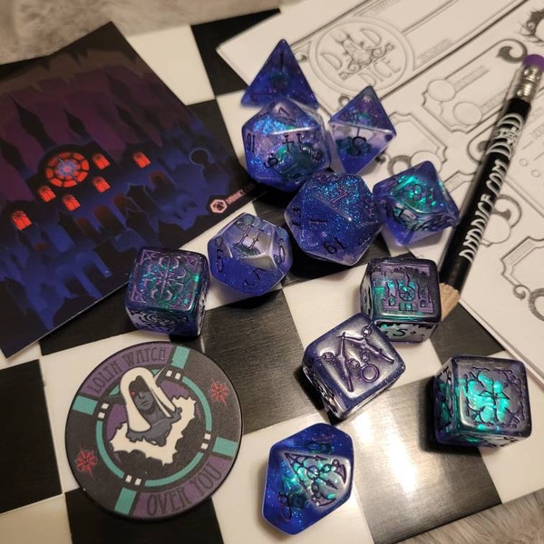 Lolth's Drow Exclusive 11 Dice Set | Underdark Chains & Spiders Dark ...